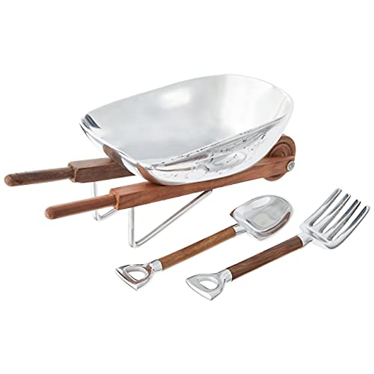 Godinger Wheelbarrow Salad Bowl & Servers, Alternative Metal
