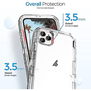 ORIbox for iPhone 14 Pro Case Clear, [10 FT Military Grade Drop Protection], Transparent Heavy Duty Shockproof Anti-Fall Case for iPhone 14 Pro Phone Case,6.1 inch,3 in 1, Crystal Clear