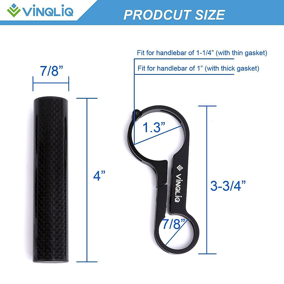 Vinqliq® Bike Cycling Lightweight Carbon Fiber Handlebar Extender Extension Lamp Holder Mount with Aluminum Alloy Bracket for Bike Mounts, GPS Units, Headlights, Cameras or Smartphone Cases (Black)