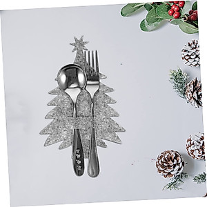 BESTOYARD 8pcs Christmas Tree Cutlery Bag Christmas Silverware Fork Cover Christmas Silverware Bags Christmas Tree Cutlery Holders Grey Decor Felt Cloth Tableware Tool Holder