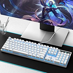 MageGee Mechanical Gaming Keyboard, Wired USB Adjustable Backlight Keyboard, New Mechanical Storm 100% Anti-ghosting Keyboard with Red Switches for Windows PC/MAC Games (White)