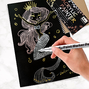 JEFFNIUB Acrylic Paint Pens Gold,Silver,Rose Gold,Paint Markers for Rocks Painting, Wood, Fabric, Glass,Ceramic,Canvas. Scrapbooking,Card Making,DIY Craft Supplies Metallic Acrylic Marker Set (0.7mm)