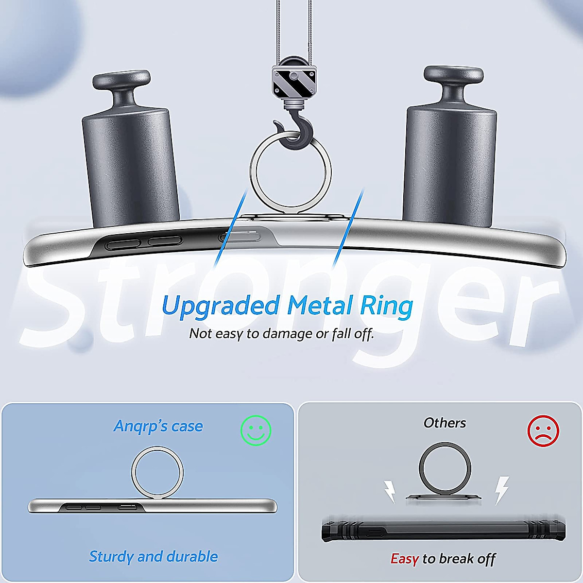 Anqrp Shockproof for Galaxy S21 Ultra Case 5G, [Heat Dissipation] [No Fall-Off Kickstand] 360°Metal Ring Military Grade Protection Phone Case with Samsung Galaxy S21 Ultra 6.8 Inch, Silver