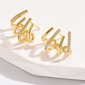 Claw Earrings for Women Gold Double Hoop Earrings for Single Piercing Gold Cat Claw Earrings Gold Ear Cuff Earrings for Women Minimalist Fashion Gold Earrings