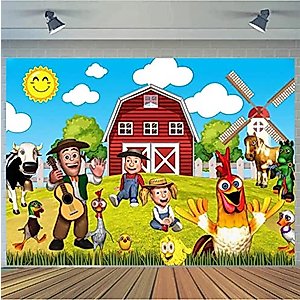 Yingeqiao Theme Party Backdrops The Zenon Farm Baby Shower Kids Birthday Party Decoration Photography Background Props a