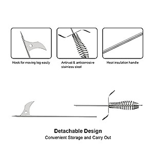 bbq777 30 Inch Fire Poker for Fire Pit Camping, Fire Pit Tools for Indoor and Outdoor use, Fireplace Poker Tools for Campfire, Wood Stove, Heavy Duty 2-in-1 Removable Stainless Steel