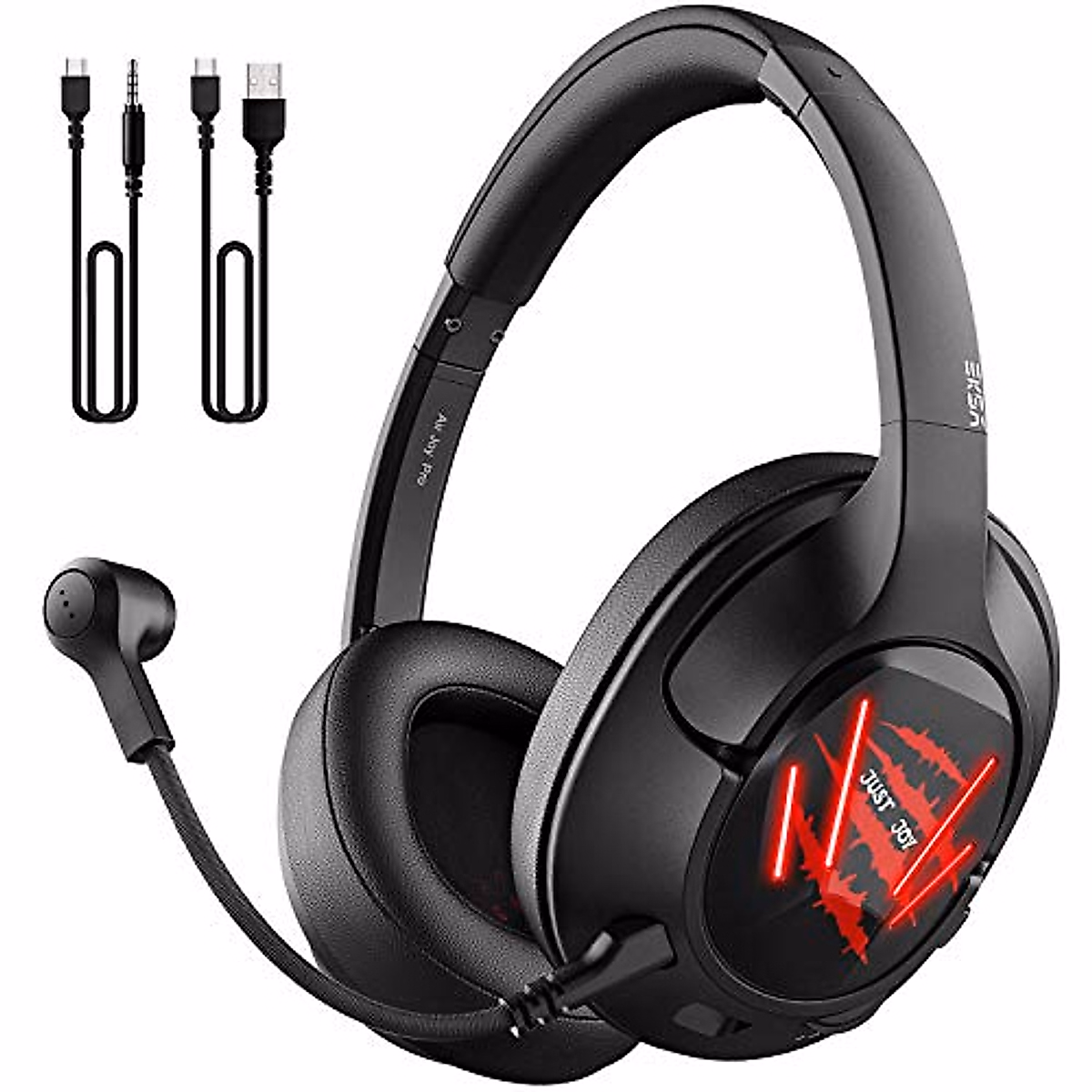EKSA USB Gaming Headset - 7.1 Surround Sound Headphones with Breathable Earmuffs - Noise Cancelling Mic - Gaming Headphones for PC, PS4, Xbox One S/X, Android
