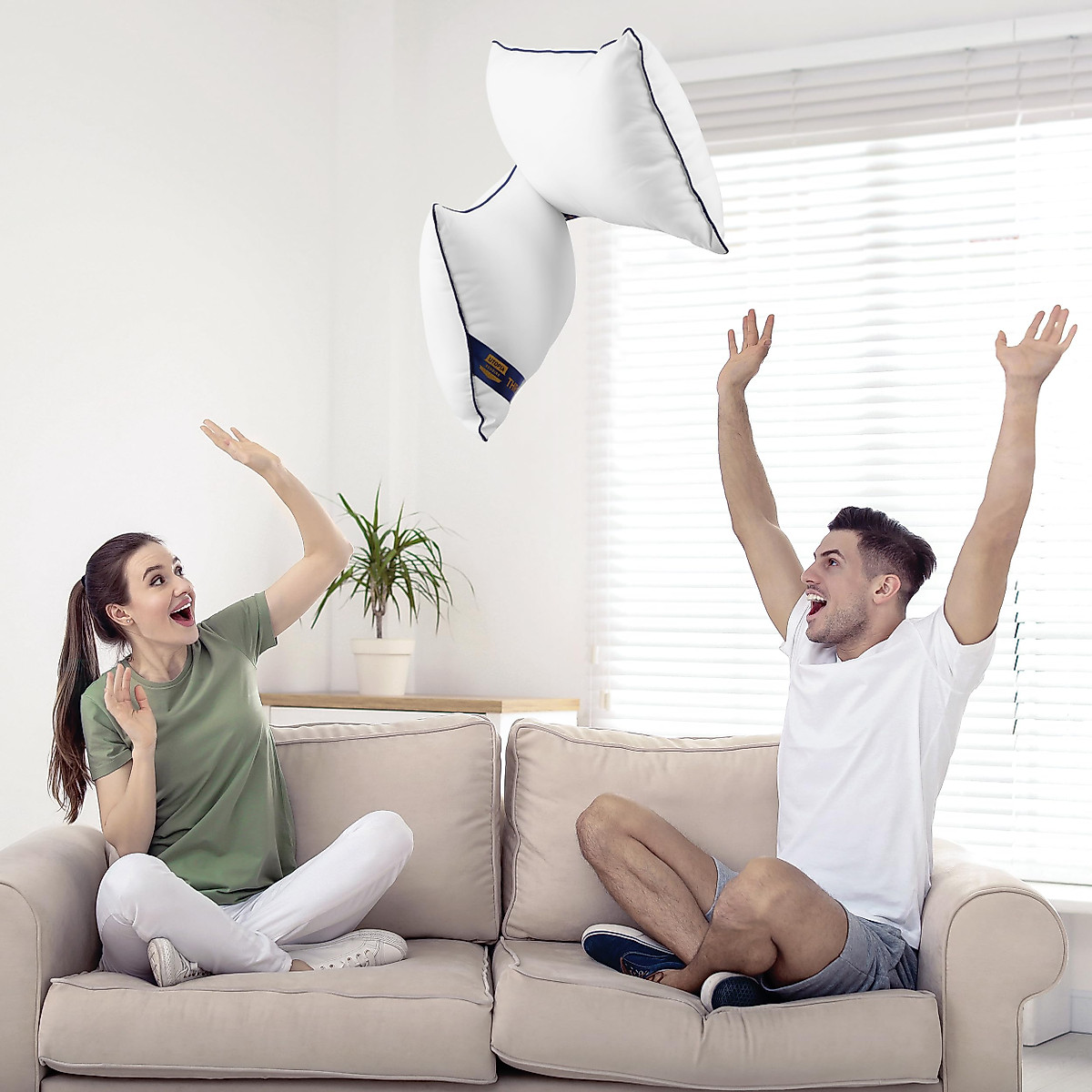 Utopia Bedding Throw Pillow Inserts (Pack of 4, White), 12 x 20 Inches Decorative Indoor Pillows for Sofa, Bed, Couch, Cushion Sham Stuffer