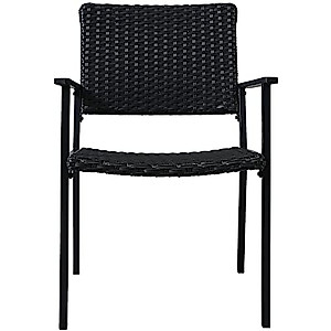 Goohome 5-Piece Patio Furniture Set with Umbrella Hole, All Weather PE Wicker Durable Outdoor Dining TableSet and 4 Rattan Chairs, for Porch Garden Poolside Backyard, Multi-Scene Use