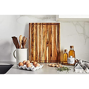 Sonder Los Angeles, Large Teak Wood Cutting Board for Kitchen with Juice Groove, Reversible Charcuterie Butcher Block 18x14x1.25 in (Gift Box Included)