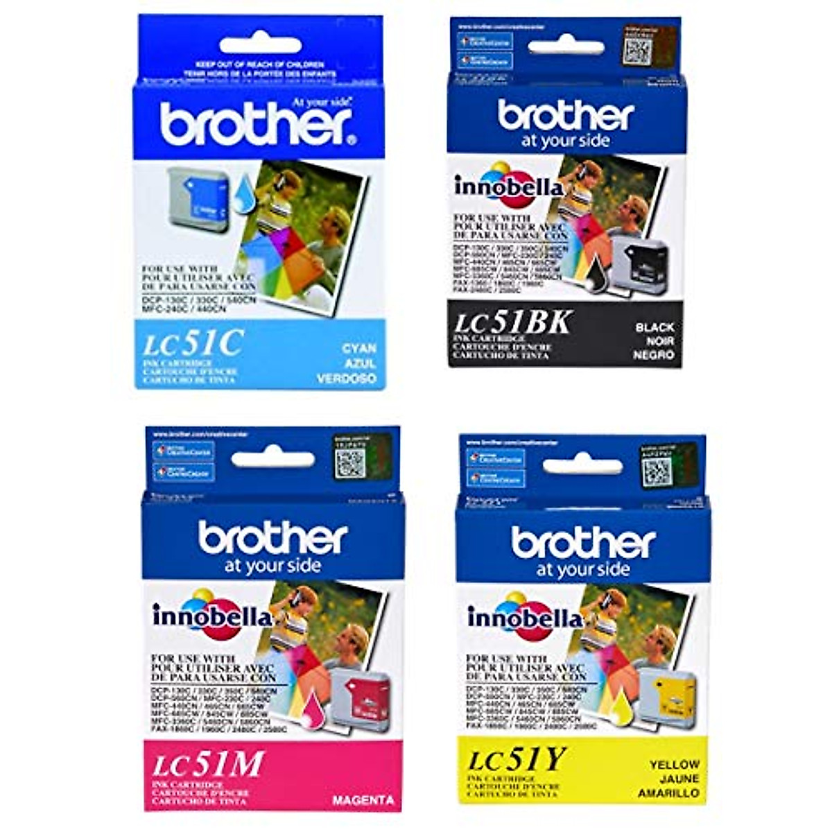 Brother LC51 Ink Cartridge Set Black, Cyan, Magenta, Yellow for DCP-130C in retail packing