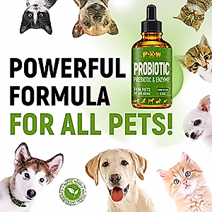 Probiotic for Dogs with Natural Digestive Enzymes. A Prebiotics + Digestive Enzyme product for dogs + Pumpkin. 120 Servings. Diarrhea & Upset Stomach Relief + Gas, Constipation, and Allergy Relief.