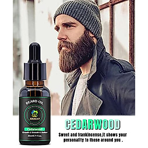 Beard Oil 5 Pack w/Unscented,Cedarwood,Sandalwood,Vanilla,Orange,Christmas Stocking Stuffers Fathers Valentines Day Gifts for Men Him Dad Boyfriend Husband,Beard Growth,Soften,Moisturizing,Strength