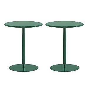 CraftThink End Table, Scandinavian Style Round Metal Side Table with Pedestal Base Sofa Side Table for Living Room Bedroom Balcony and Office, 2 Pieces Green