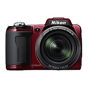 Nikon Coolpix L110 12.1MP Digital Camera with 15x Optical Vibration Reduction (VR) Zoom and 3.0-Inch LCD (Red)