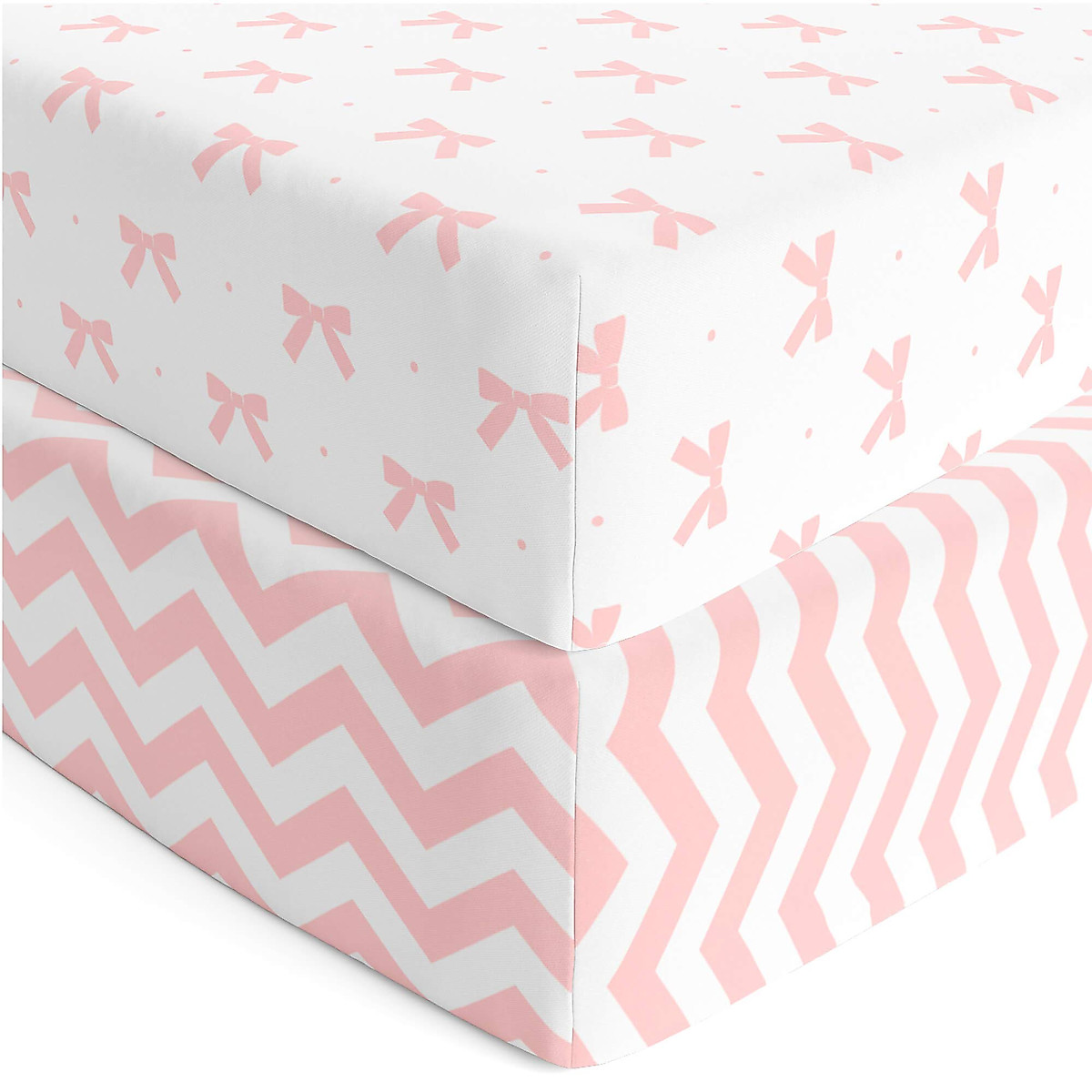 Baby Crib Sheets Girl 2 Pack | Jersey Cotton Fitted Crib Sheet Set and Toddler Bed Sheets | Pink Baby Girl Crib Sheets | Standard Crib and Toddler Bed Mattress Size 28 x 52 Inch