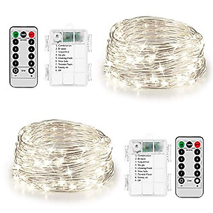 Koxly 2 Pack 20ft 60 Led Fairy Lights with Remote Timer Waterproof Christmas Decor Battery Operated Twinkle Firefly Lights for Bedroom, Garden, Easter, Party, Christmas Indoor and Outdoor Decorations