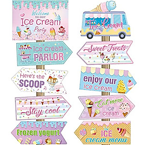 20 Pcs Ice Cream Party Decorations Ice Cream Party Sign Ice Cream Birthday Party Decorations Ice Cream Party Supplies Ice Cream Theme Party Decorations Street Photo Prop Cutouts for Home Party Decor