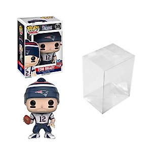 Tom Brady Pop! Wave 3 - Tom Brady Patriots Pop! Vinyl Figure Bundle with Plastic Box Protector + Football Trading Card