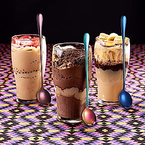 8 Pieces Long Handle Tea Spoon Stainless Steel Coffee Mixing Spoons Teaspoon for Mixing, Cocktail Stirring, Coffee, Milkshake, Cold Drink, 7.48 Inch (Round Style)