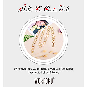 WERFORU Women Metal Link Body Chain Belt Ladies Waist Chain Belts for Jeans Dress, Gold,Fit waist size below 34 inches