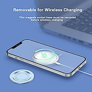 AUROX Compatible with MagSafe Base for iPhone 14/13/12 Magnetic Base Plate【Base Only】 Intended for Pop Socket Grip and Phone Ring Holder【Removable Wireless Charging】(PC-Black)