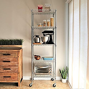 Apollo Hardware Commercial Grade Chrome 5-Shelf Wire Shelving 18"x24"x72" with Caster