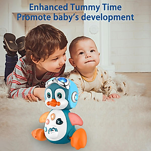 Crawling Penguin Baby Musical Toys, Baby Tummy Time Toys for Infant 0-3 0-6 6-12 12-18 Months Music Learning Crawl Interactive Development Toy with LED Lights, Babies Toddler Boy Girl Birthday Gift