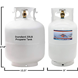 Flame King YSN10LB 10LB Steel Propane Tank Cylinder with Type 1 Overflow Protection Device Valve, for Camping, Fire Pits, Heaters, Grills, Overlanding, White
