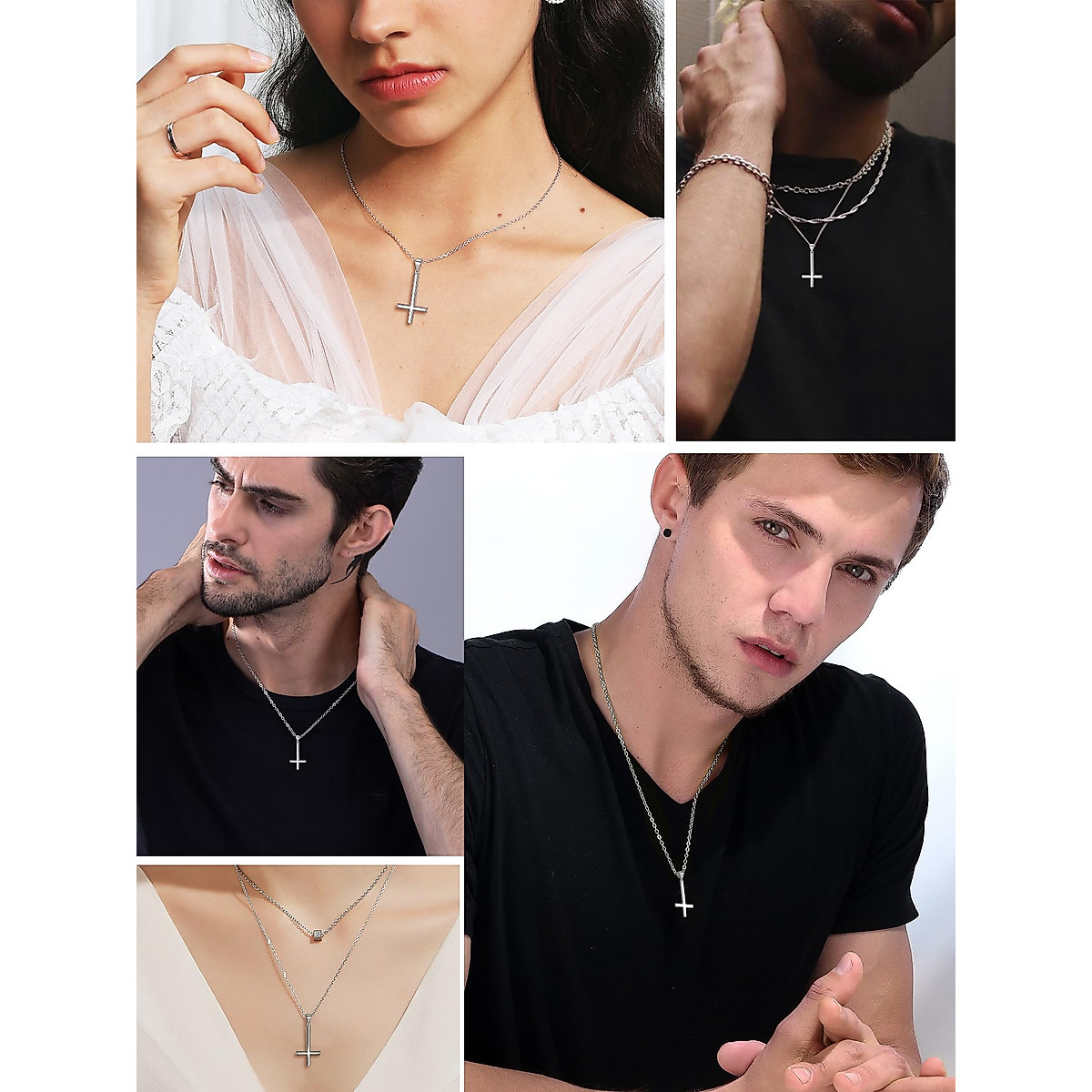 PROSTEEL Inverted Cross Necklace Men Satanic Jewelry Satanism Occult Devil 925 Sterling Silver Upside Down Cross