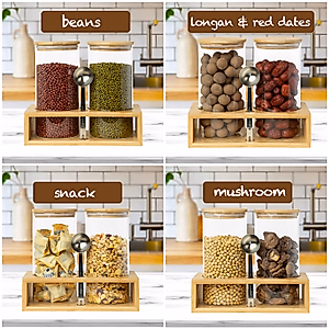 Glass Coffee Containers With Shelf, Coffee Bar Organizer And Accessories, Coffee Jars With Spoon, 2x 49oz Coffee Bean Storage Airtight Sealed Coffee Canister For Coffee Bean, Ground Coffee, Nuts