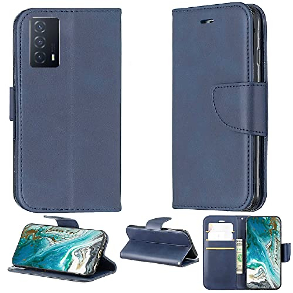 jioeuinly Flip Stand Case Compatible for Vivo Iqoo Z5 Phone Case Cover PU Leather Kickstand Magnetic Wallet Case YZW-LAN