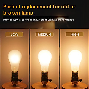 DiCUNO UL Listed 3-Way Lamp Socket Replacement, E26 Standard Threaded Base Light Socket, Turn Switch Knob for Low-Medium-High Light Settings, DIY Project, Table, Floor Lamp Repair Kit, 1-Pack, (Gold)