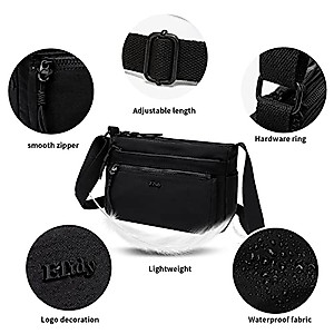 ETidy Casual Nylon Shoulder Bag For Women Waterproof Lightweight Bookbag Crossbody Purse Hobo Bag(Black)