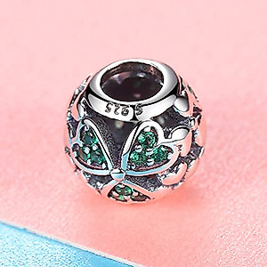 Lucky Clover Heart Charm Beads 925 Sterling Silver Beads Fit for Women European Charm Bracelet