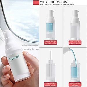 Mild East 3pcs 20ml Sterile Airless Pump Bottle with Funnel Easy to Carry and Fill Matte Lotion Bottles For Travel