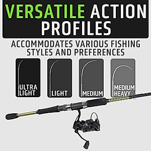 Fortis Fishing Spinning Rods 6ft6-2 pc - Medium - Medium - Strong, Sensitive, Lightweight, Graphite Blank with Durable Fiberglass Tip, Ergonomic Handle Includes Rod, Reel and Lures (Crankbaits)