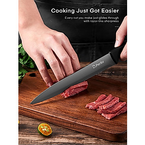 D.Perlla Knife Set with Block, 15 Pieces Stainless Steel Kitchen Knife Set with BO Oxidation Technology, No Rust, Sharp Knife Block Set