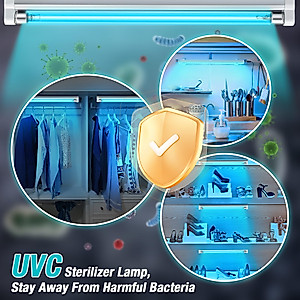 Qualirey 8W UV Lamp Ozone Free, 253.7nm Wavelength UVC Light Bulb 110V with ON/Off Switch Cord, Plug, Connector and Screw Tools for Closet/Cabinet/Bathroom