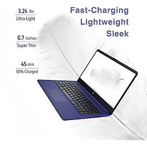 HP 2023 Stream Laptop, 14" Display, Intel Celeron N4120, 16GB RAM, 64GB eMMC + 256GB SD Card, Intel UHD Graphics 600, Wi-Fi, Bluetooth, Webcam, 1 Year Office 365, Windows 11 Home in S Mode, Blue