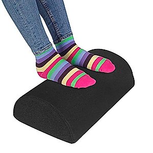 Footrest for Under Desk with Non-Slip Massaging Micro Beads Base Firm Foam Half-Cylinder Ergonomic Footstool for Home Office Desk Airplane Travel (Black B)