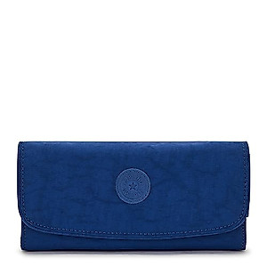 Kipling Women's Money Land, RFID Anti-Hacker Technology, Nylon Snap Wallet, Deep Sky Blue, 7.3''L x 4''H x 1.3''D
