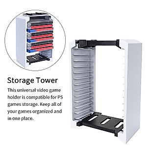 iayokocc Universal Game Storage Rack, Video Game Storage Set, Includes Storage Rack, Charging Dock, Controller Hook & USB Cable(White)