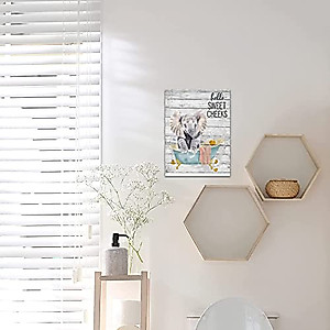 Funny Elephant Bathroom Wall Art Elephant Bathroom Pictures Wall Decor Elephant in Bathtub Canvas Painting Print for Wall Farmhouse Animal Bathroom Wall Decor Artwork Framed for Bedroom Toilet 12"x16"