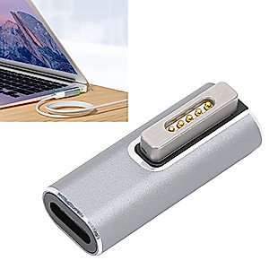 Watris Veiyi USB C to Magnetic T-Tip Adapter, Female Type-C to Magnetic 2 Converter, 5A Type-C PD Power Fast Charging Adapter for OS X Laptop(Silver)