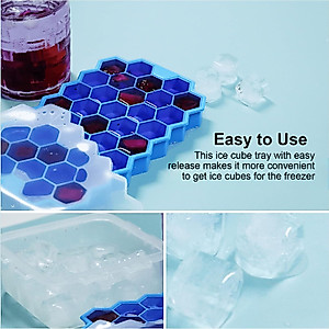 Ice Cube Trays for Freezer with Lid-37 Grid Silicone Ice Cube Tray with Lid for Small Ice Cube Molds,Easy-Release Reusable Ice Cube in Organizer Bins or Ice Bucket for Cocktail bar or Iced Coffee Cup