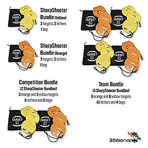 3DWorxs Target-21 Magnetic Hockey Shooting Targets, Numbered 9/7/5, Fun Skills Game, Durable Material, Attached Tethers, Draw-String Pouch, Orange, Yellow, Competition, Team Bundles