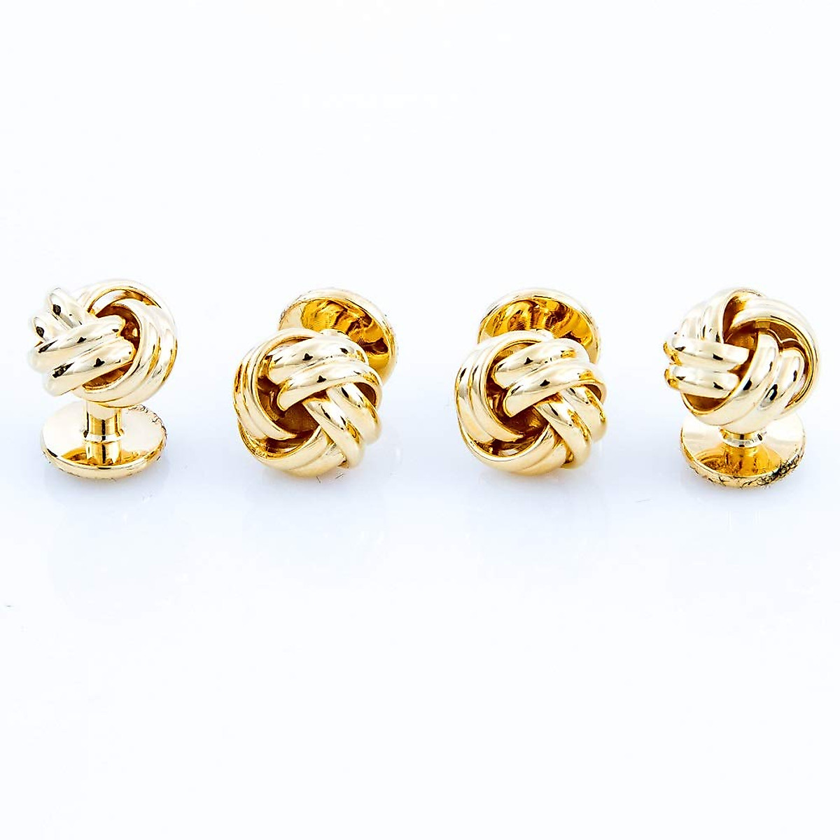 MRCUFF Knot Gold Tone Cufflinks and Studs Tuxedo Set in a Presentation Gift Box & Polishing Cloth