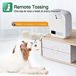 CENGCEN Pet Monitoring Camera Dog Treat Dispenser Two-Way Audio HD WiFi Dog Camera with 130° View, Remote Tossing App Compatible with Android/iOS, Supports Cloud Storage, Night Vision, Wall Mounted