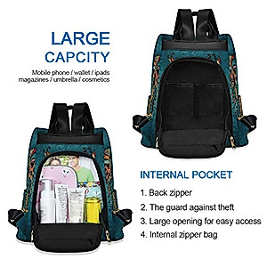 ALAZA Owl Print Ethnic Backpack Purse for Women Anti Theft Fashion Back Pack Shoulder Bag